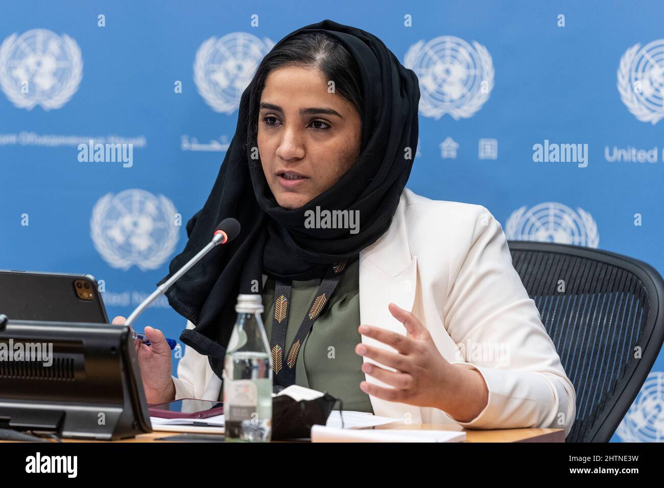 Ambassador Amiera Alhefeiti speaks during Permanent Representative of ...