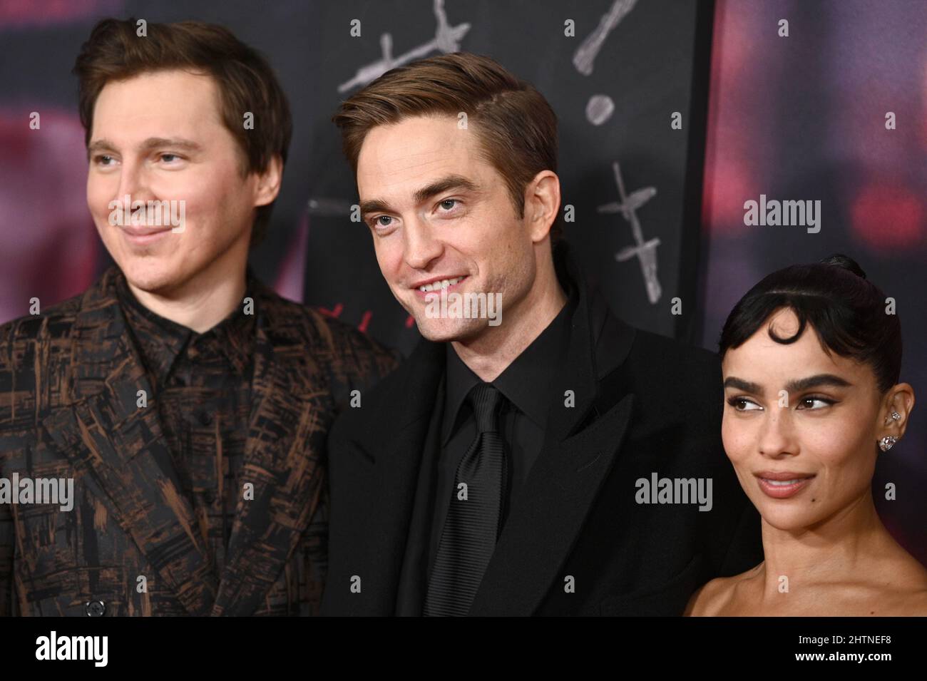 New York, USA. 01st Mar, 2022. (L-R) Paul Dano, Robert Pattinson and ...