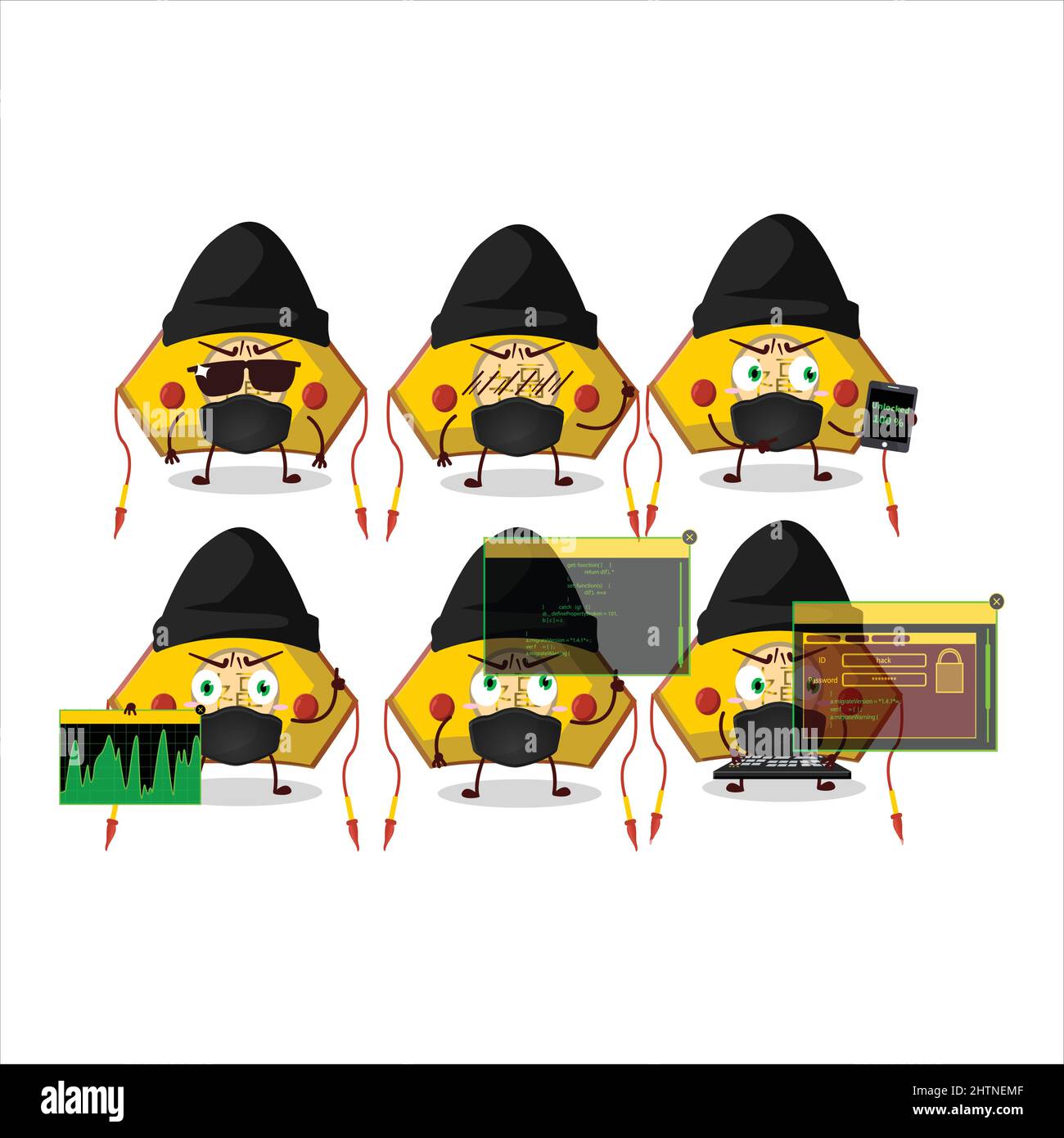 A Hacker yellow chinese woman hat character mascot with. Vector ...