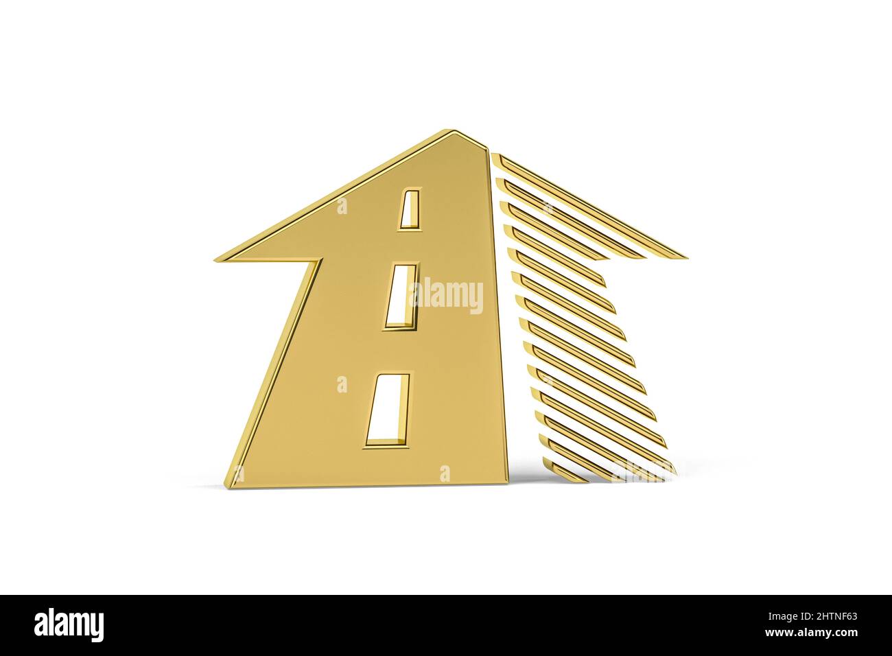 Golden 3d road sign isolated on white background - 3d render Stock ...