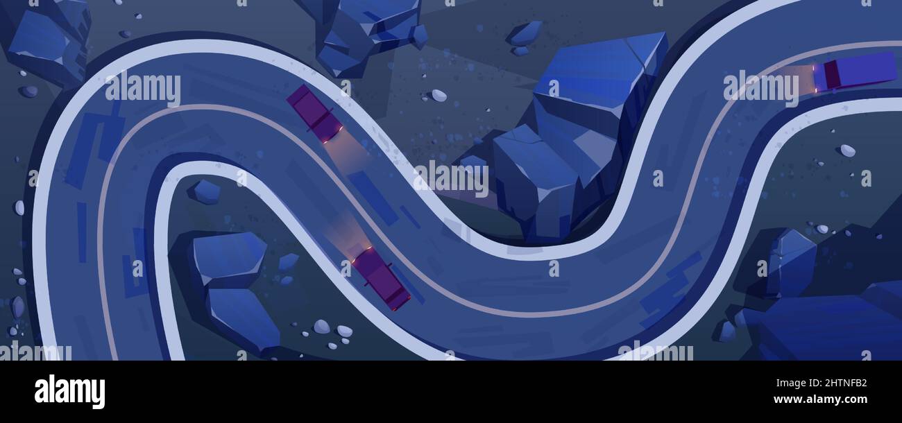 Car On Winding Road Cartoon