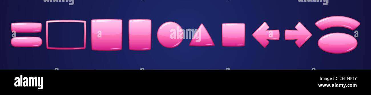 Glossy pink geometric buttons for user interface design in game or ...