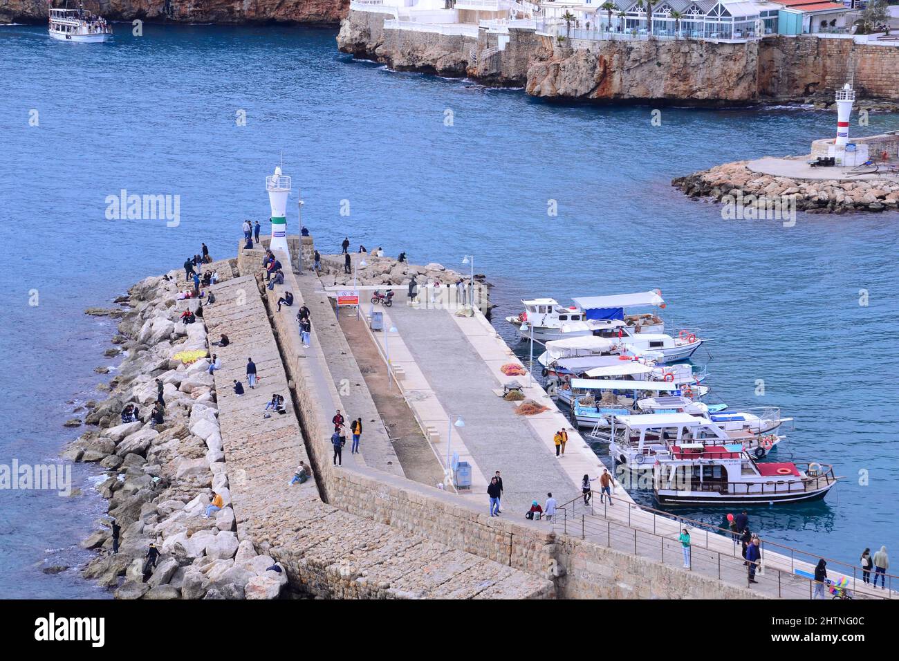 Overhead view of port with boats in Antalya, Turkey Stock Photo - Alamy
