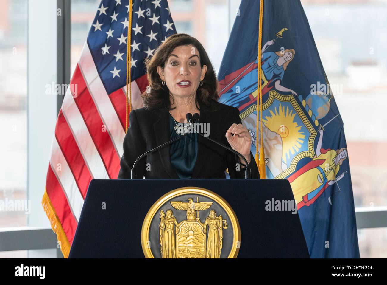 New York, NY - March 1, 2022: Governor Kathy Hochul announced of the ...
