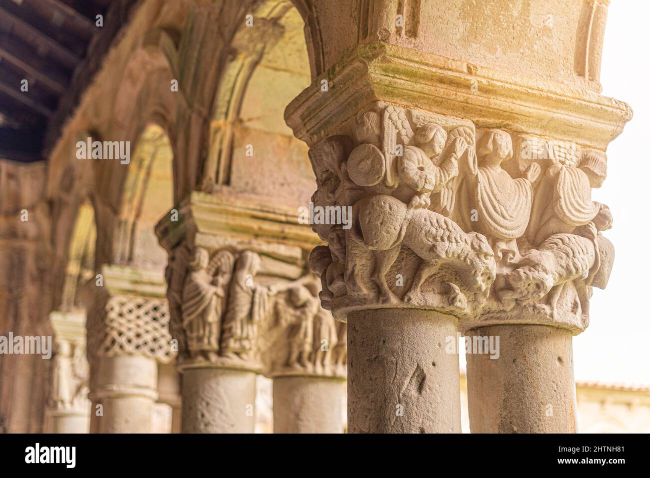 Ornamental stone columns in ancient catholic church Stock Photo - Alamy