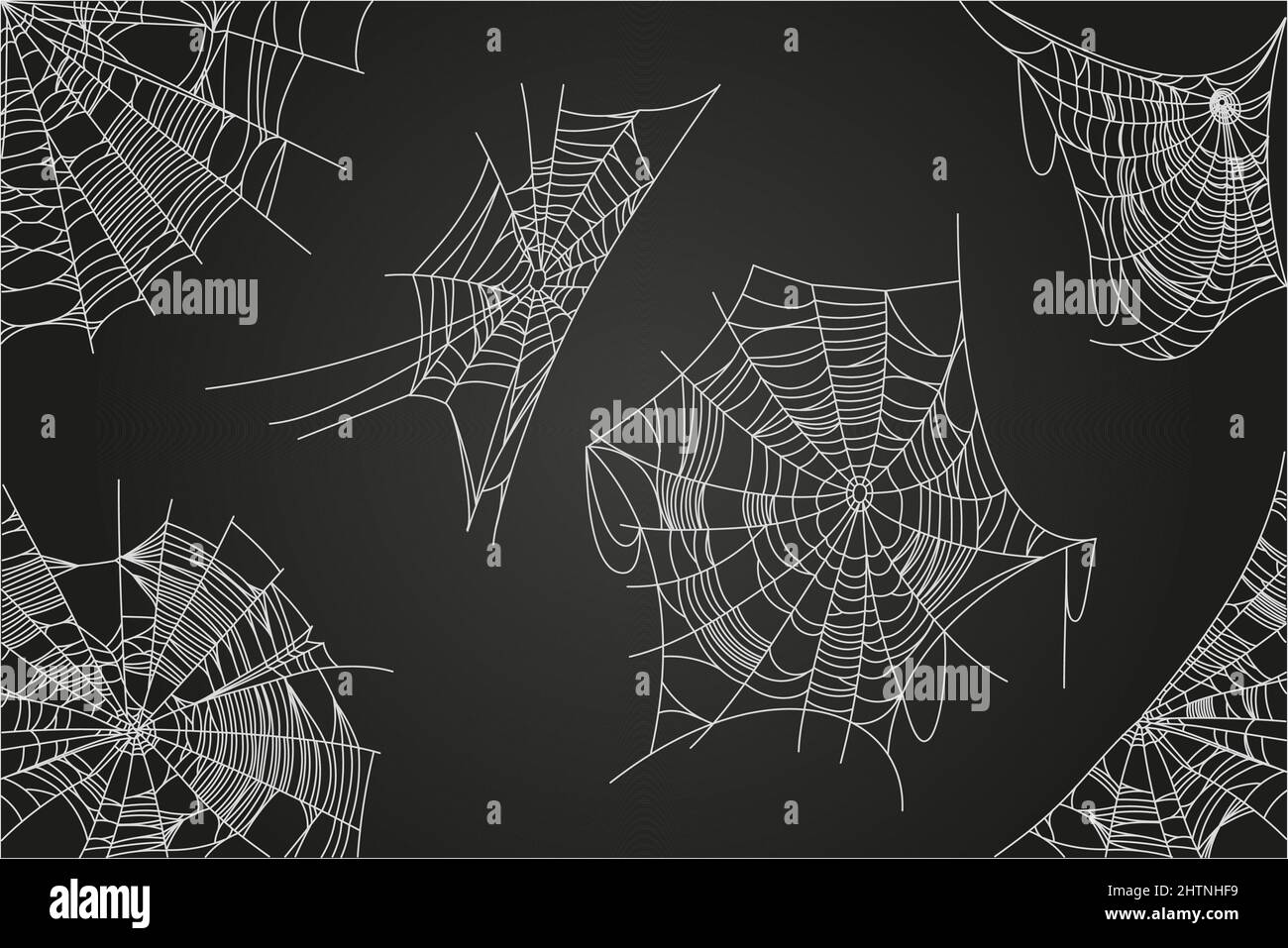Spider web parts isolated on black background. Scary cobweb outline ...