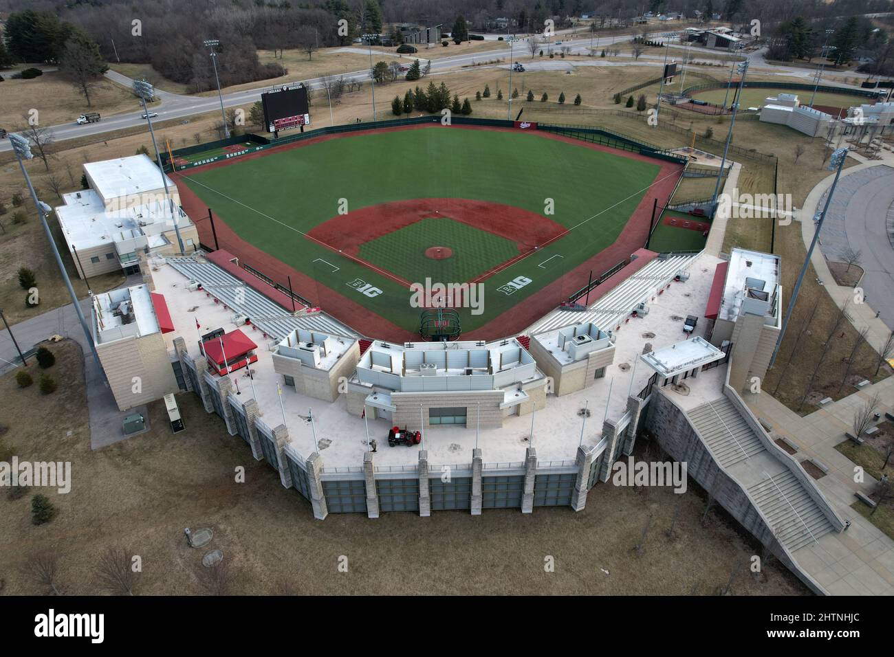 An aerial view of Bart Kaufman baseball field on the campus of Indiana ...