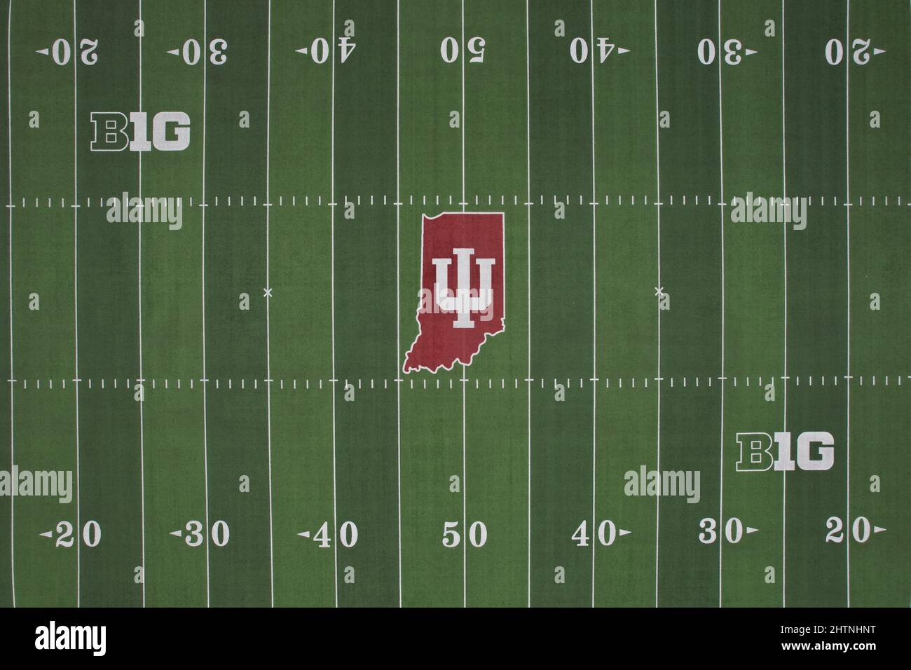 The Indiana Hoosiers and Big 10 Conference logos are seen on the ...