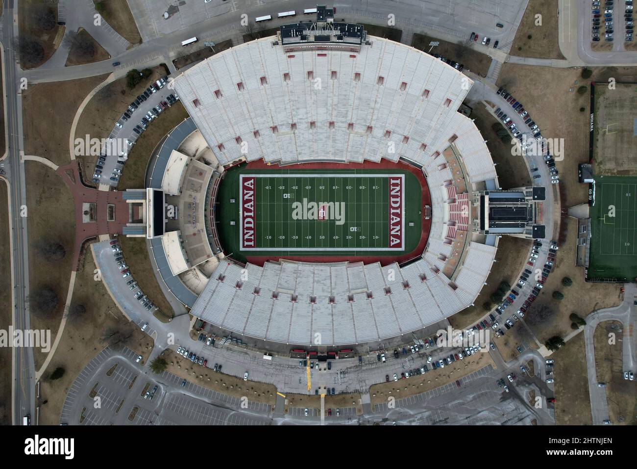 An aerial view of Memorial Stadium on the campus of Indiana University ...