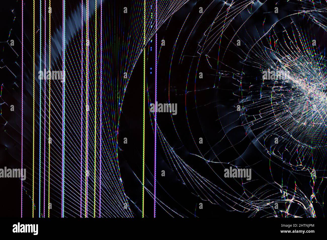 Broken LCD TV monitor background texture. Colorful stripes on a broken ...