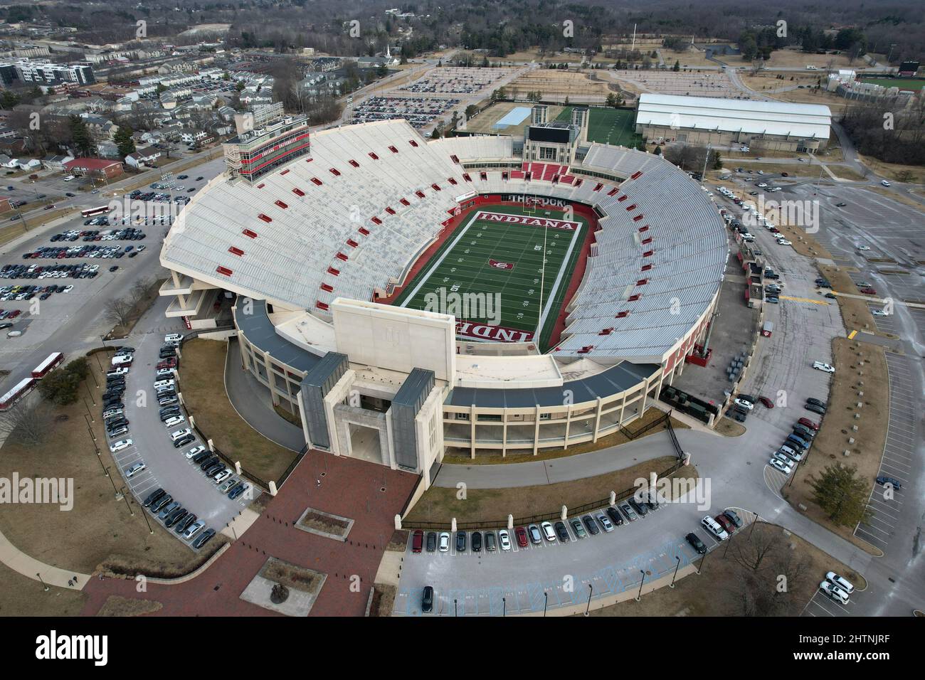 An aerial view of Memorial Stadium on the campus of Indiana University ...