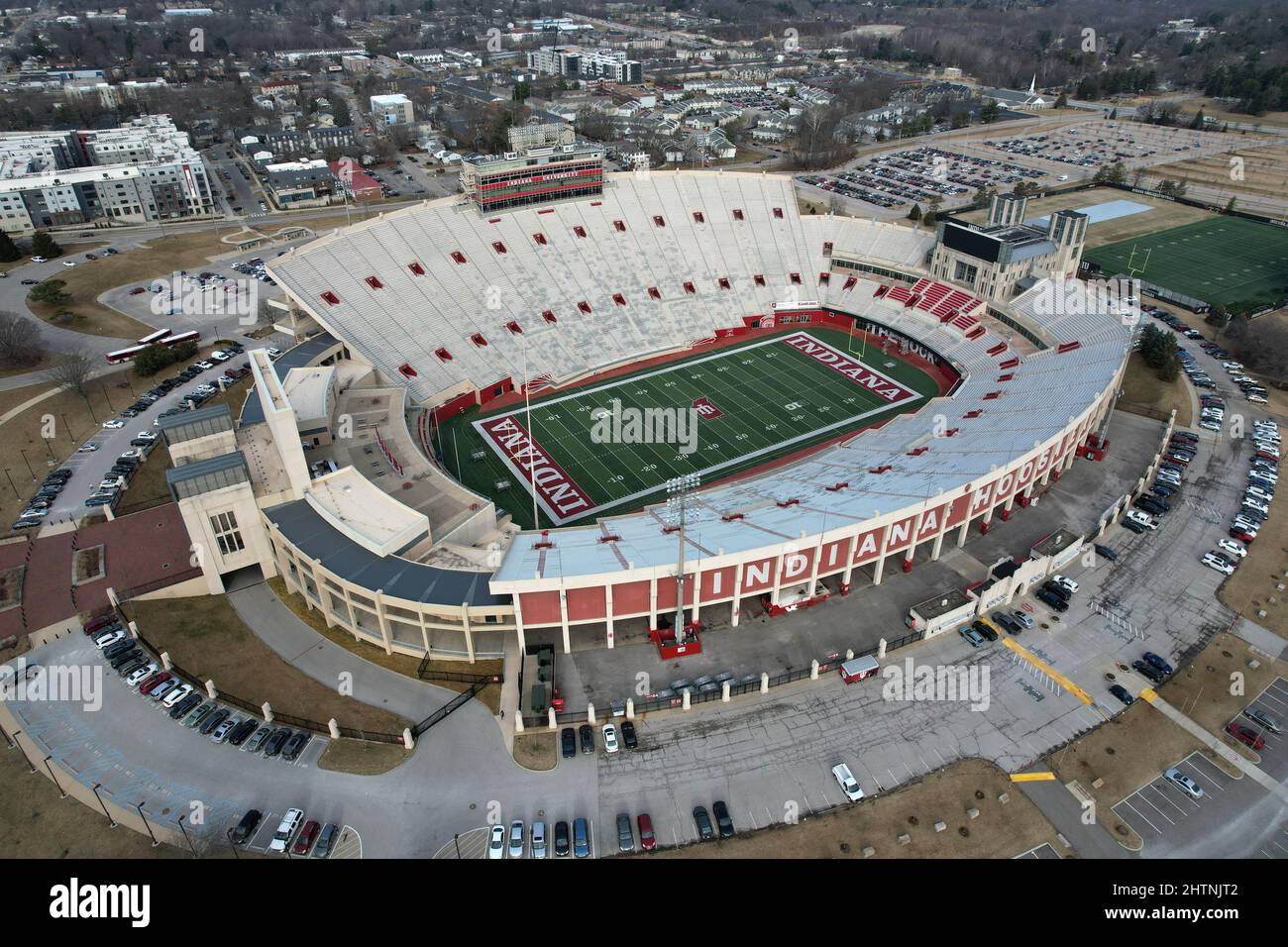 An aerial view of Memorial Stadium on the campus of Indiana University ...