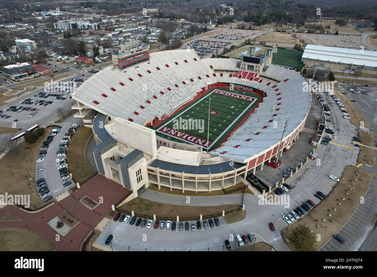 An aerial view of Memorial Stadium on the campus of Indiana University ...