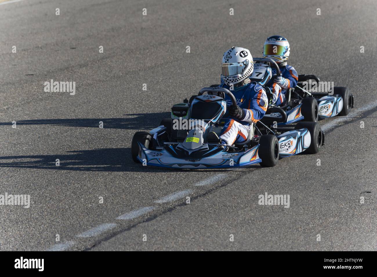 Boys racing Go-cart on karting circuit, Toledo, Spain Stock Photo - Alamy