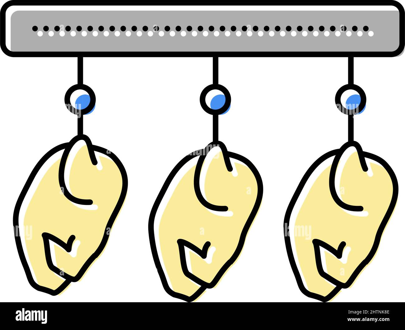 chicken carcass suspended on equipment color icon vector illustration ...