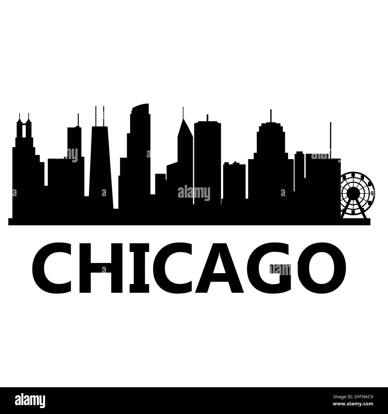 Chicago skyline cityscape on white background. Chicago city skyline ...