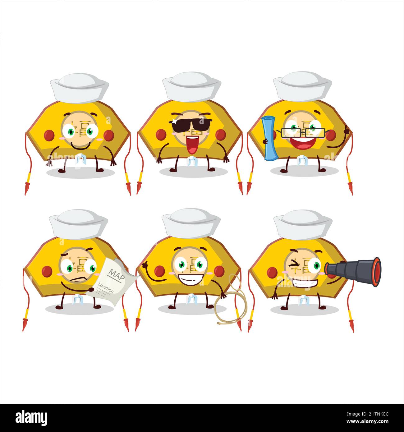 A character image design of yellow chinese woman hat as a ship captain ...