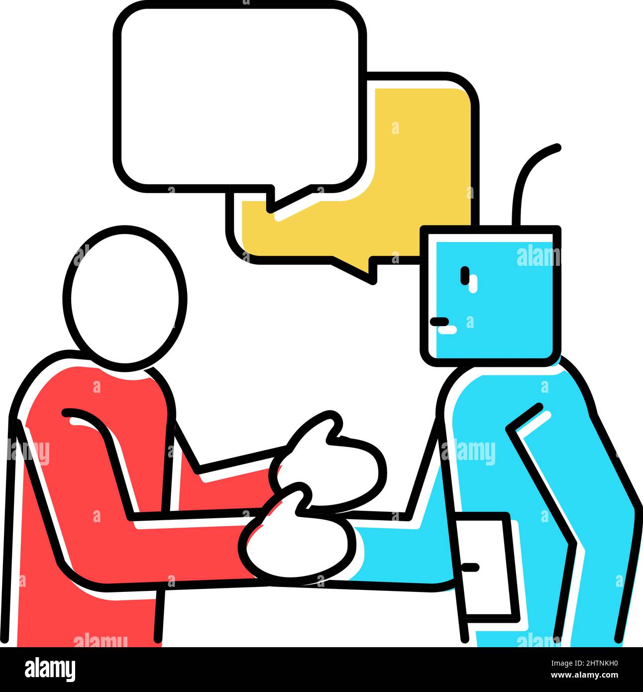 artificial intelligence work introduction color icon vector ...