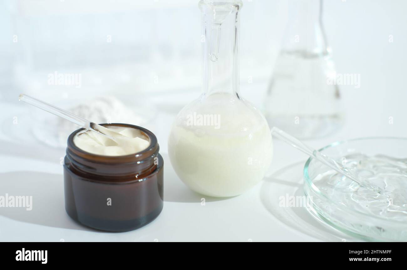 fermented cosmetic in a laboratory. enzymatic fermentation process ...