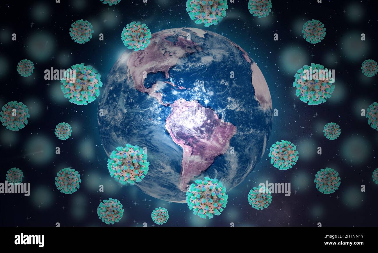 Earth Planet With Covid-19 Virus Particles Around it. Globe Planet ...
