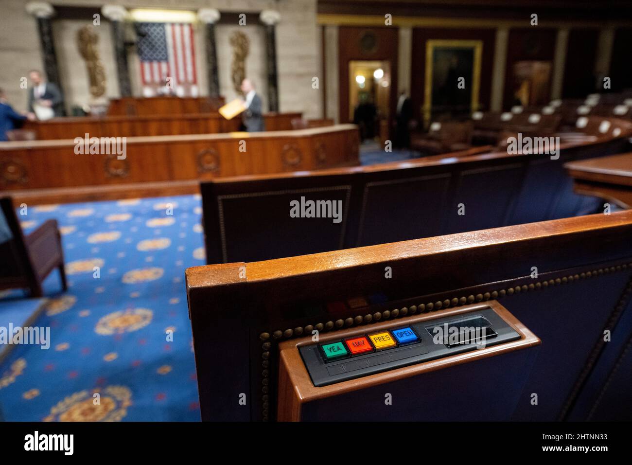 Washington, DC. 1st Mar, 2022. Voting buttons for members of Congress ...