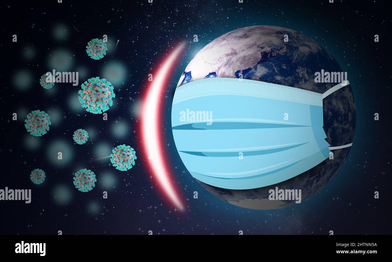 Earth With protective Mask From Coronavirus illness. Globe Planet ...