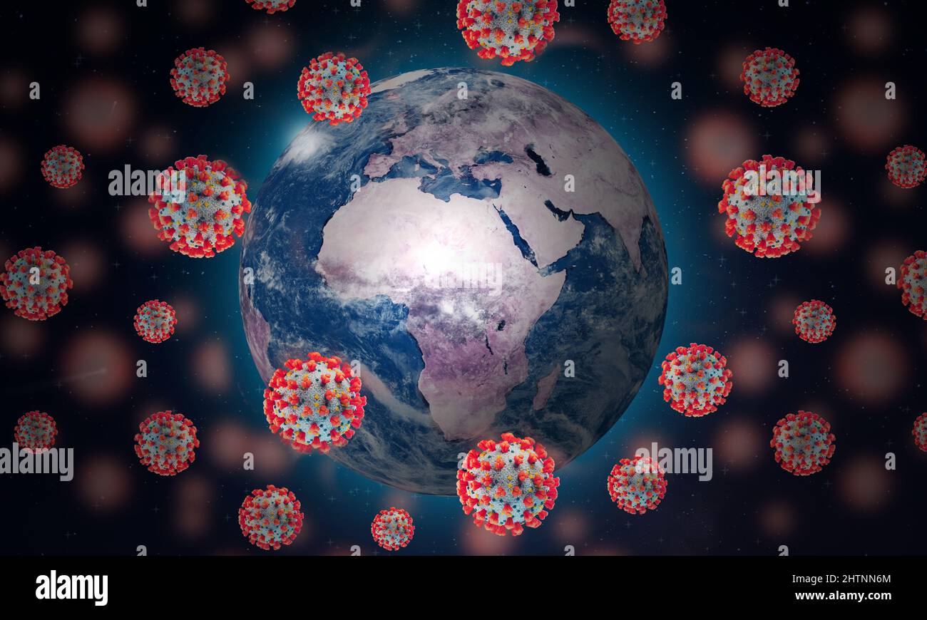 Earth Planet With Covid-19 Virus Particles. Globe Planet Illness and ...