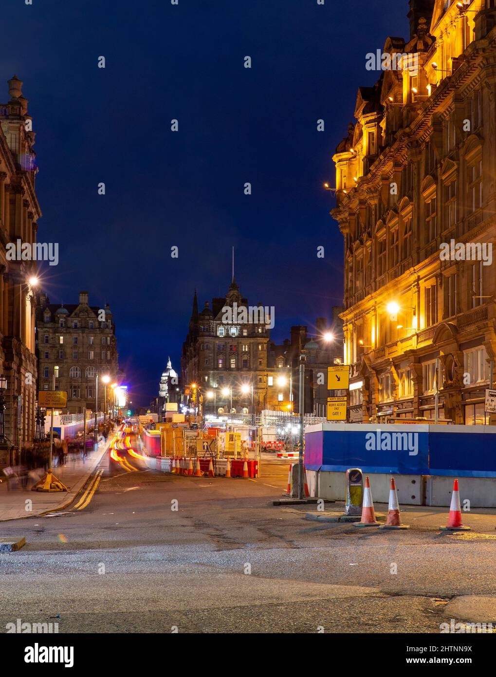 Road works on North Bridge is ongoing maintenance, Edinburgh, Scotland ...