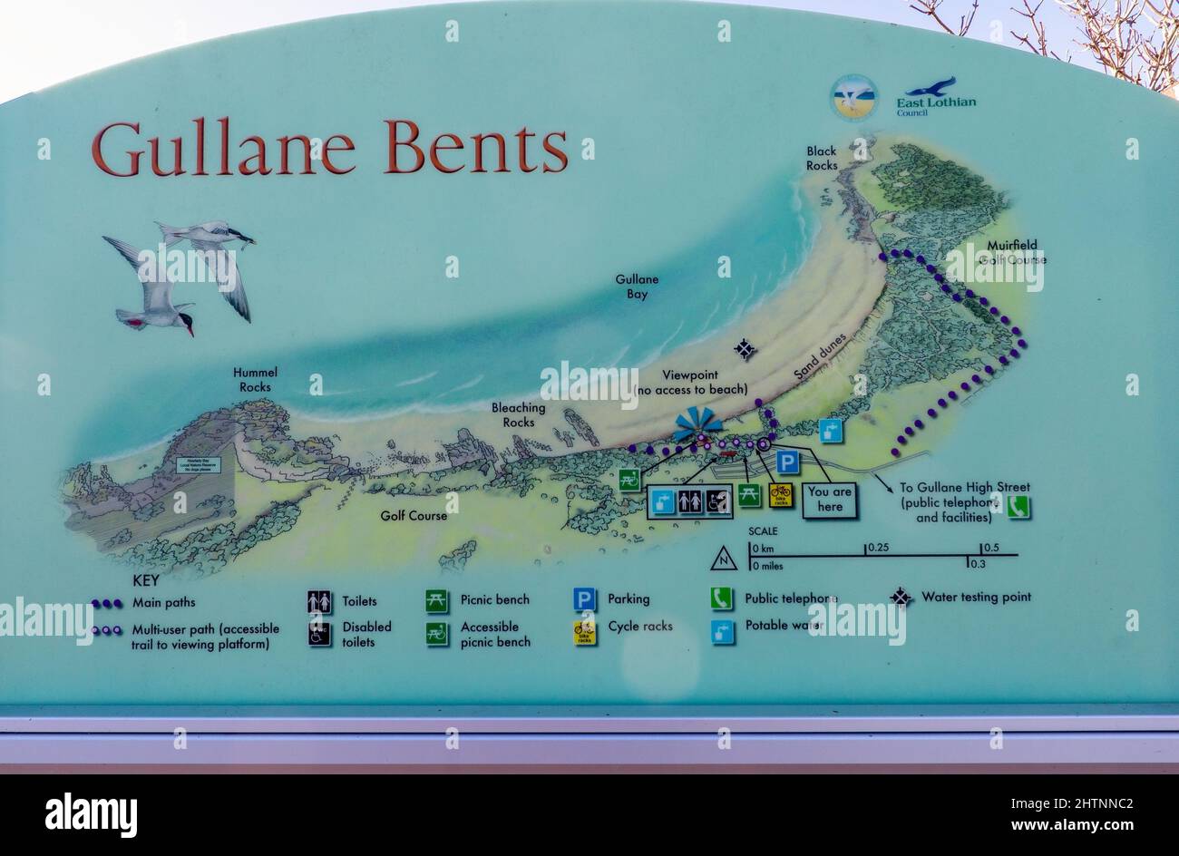 Information Signs at Gullane Beach, Gullane, East Lothian, Scotland, UK ...