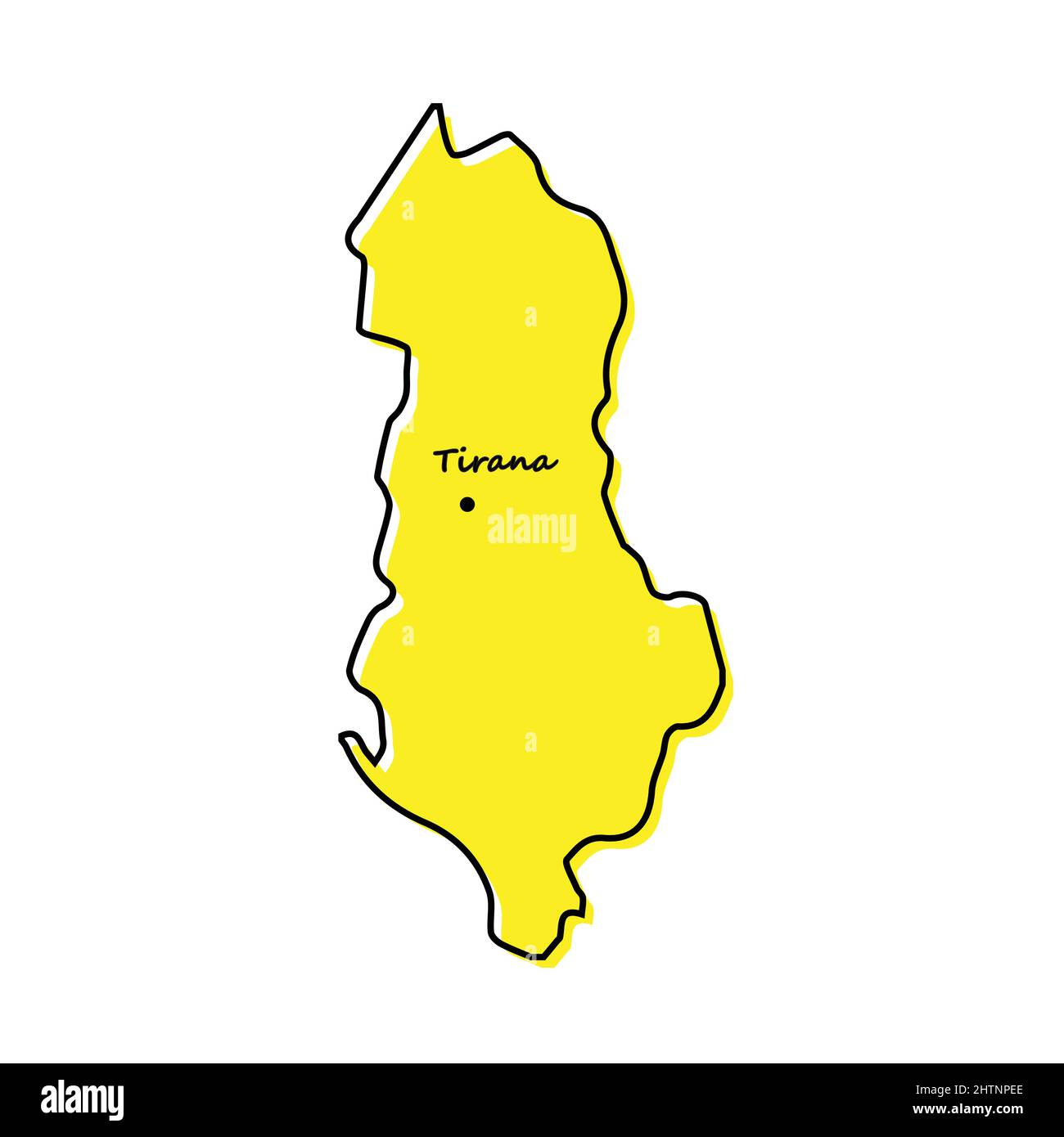 Simple outline map of Albania with capital location. Stylized minimal line design Stock Vector ...