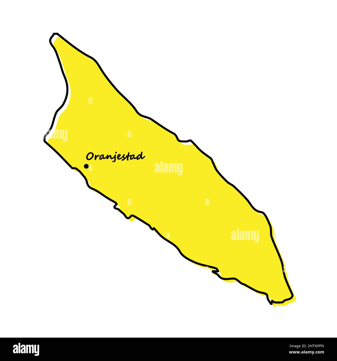 Simple outline map of Aruba with capital location. Stylized minimal ...
