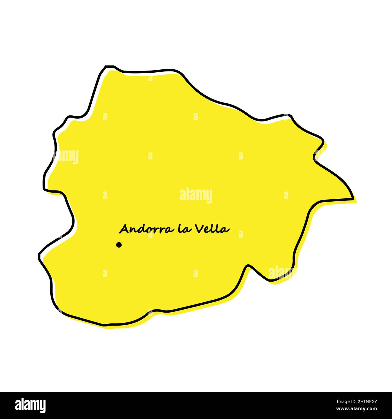 Simple outline map of Andorra with capital location. Stylized minimal ...