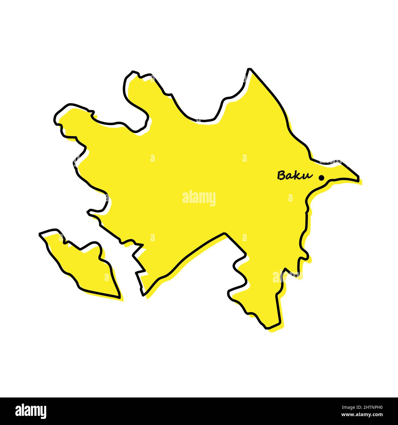 Simple outline map of Azerbaijan with capital location. Stylized minimal line design Stock ...