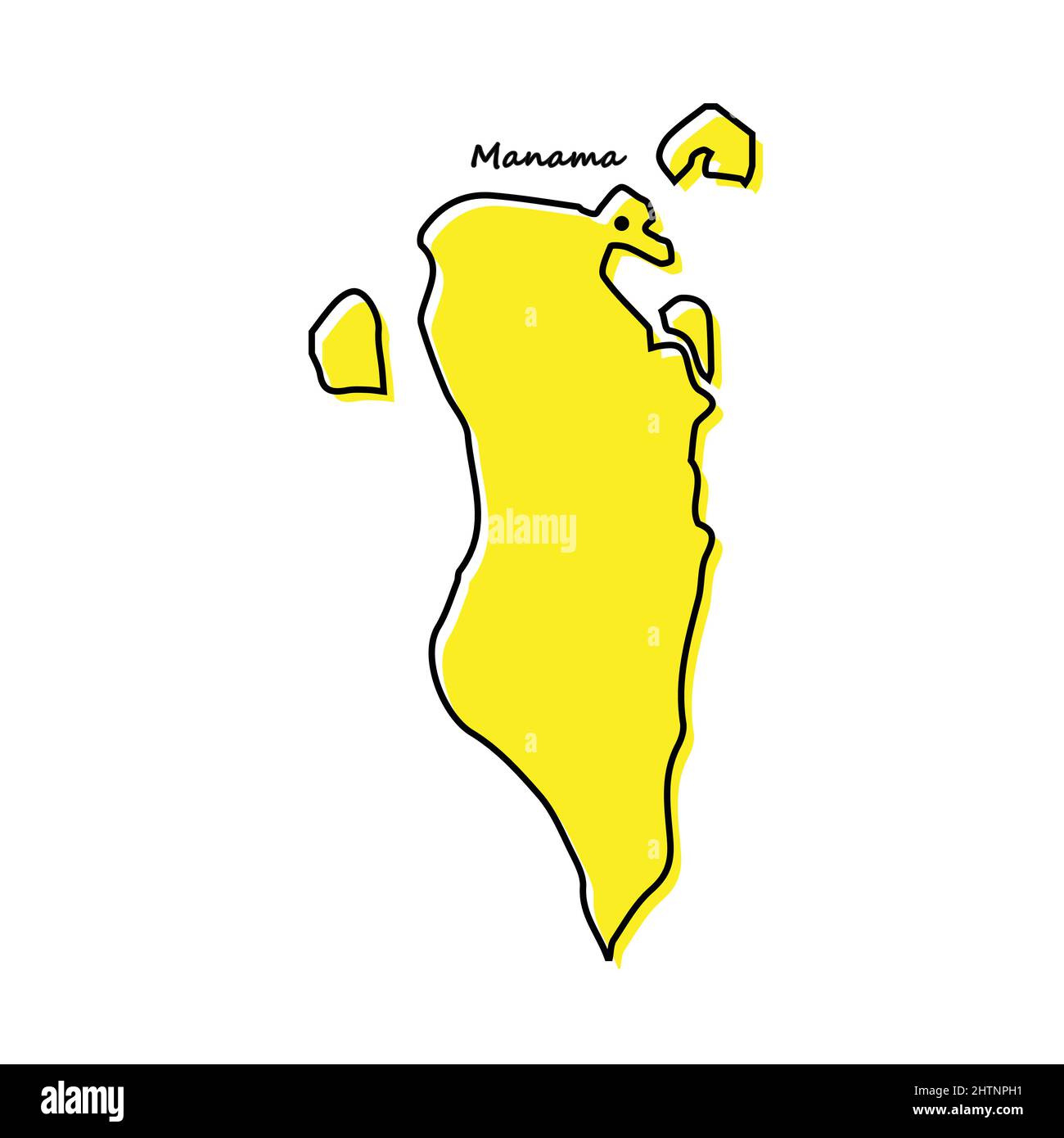 Simple outline map of Bahrain with capital location. Stylized minimal ...