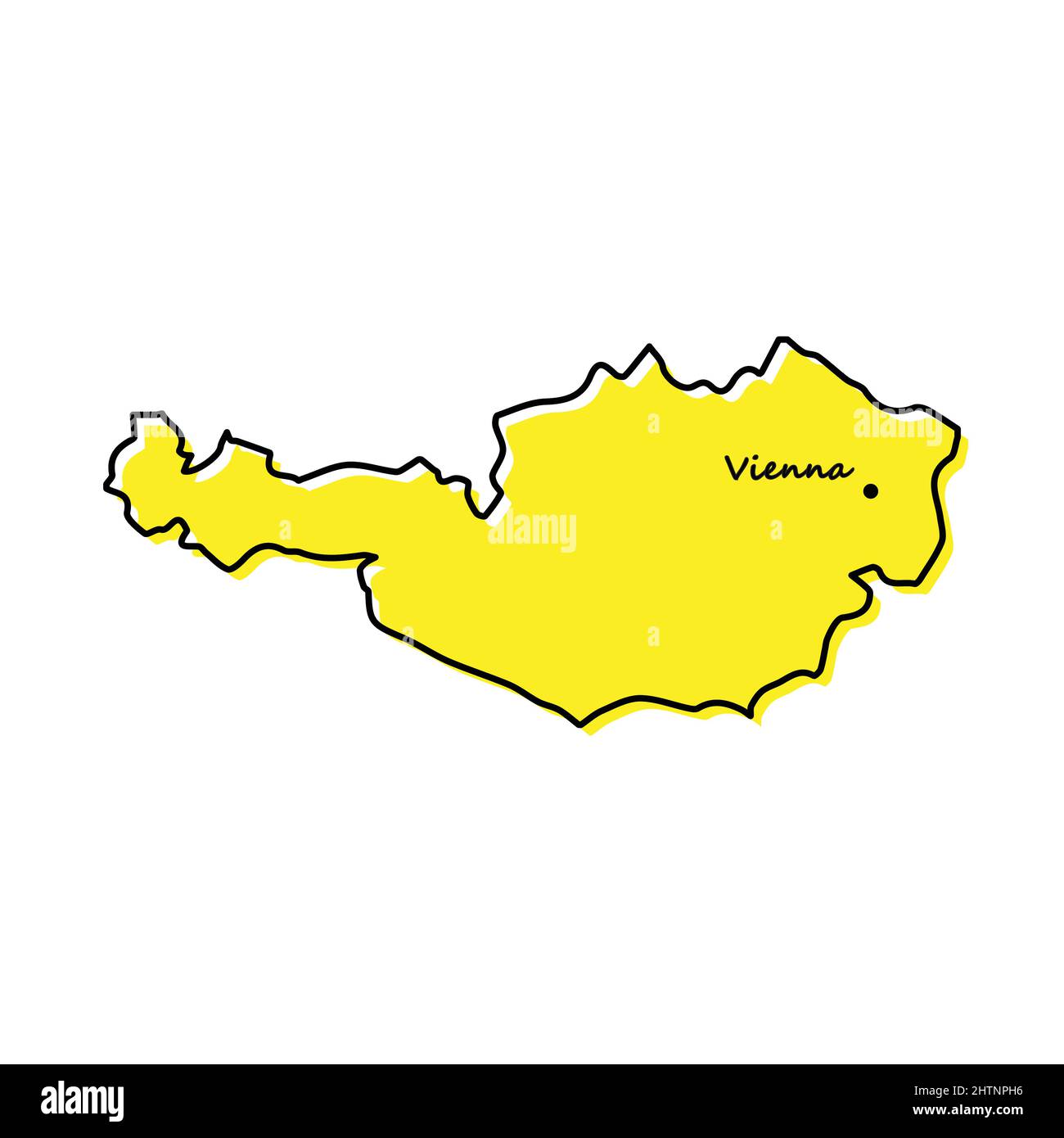 Simple outline map of Austria with capital location. Stylized minimal line design Stock Vector ...