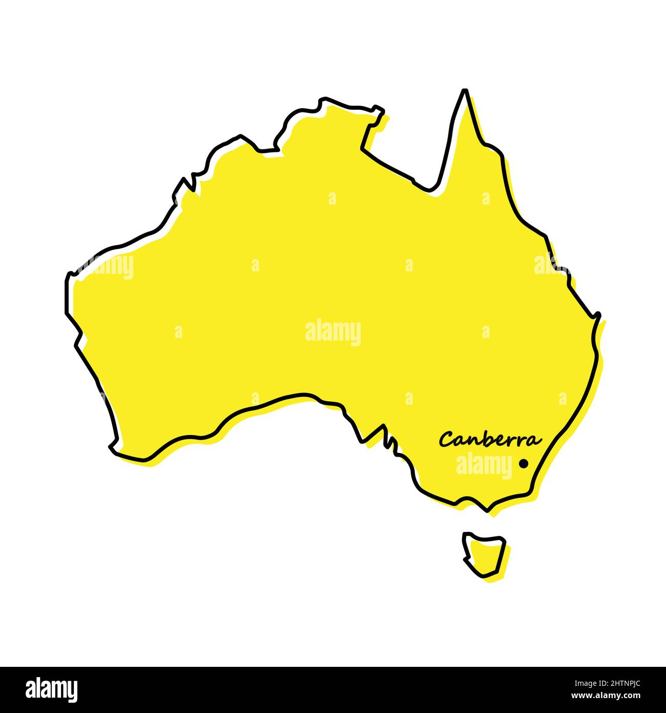 Simple outline map of Australia with capital location. Stylized minimal ...