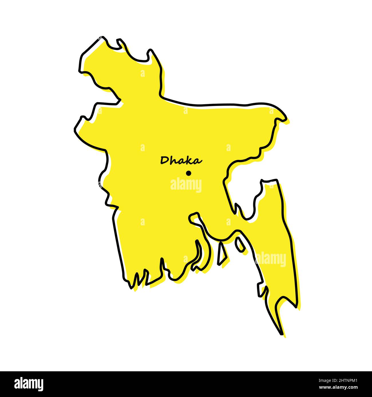 Simple outline map of Bangladesh with capital location. Stylized ...