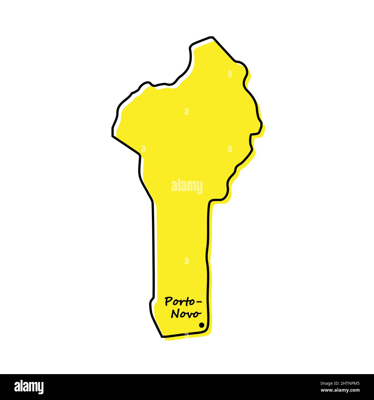 Simple outline map of Benin with capital location. Stylized minimal line design Stock Vector ...