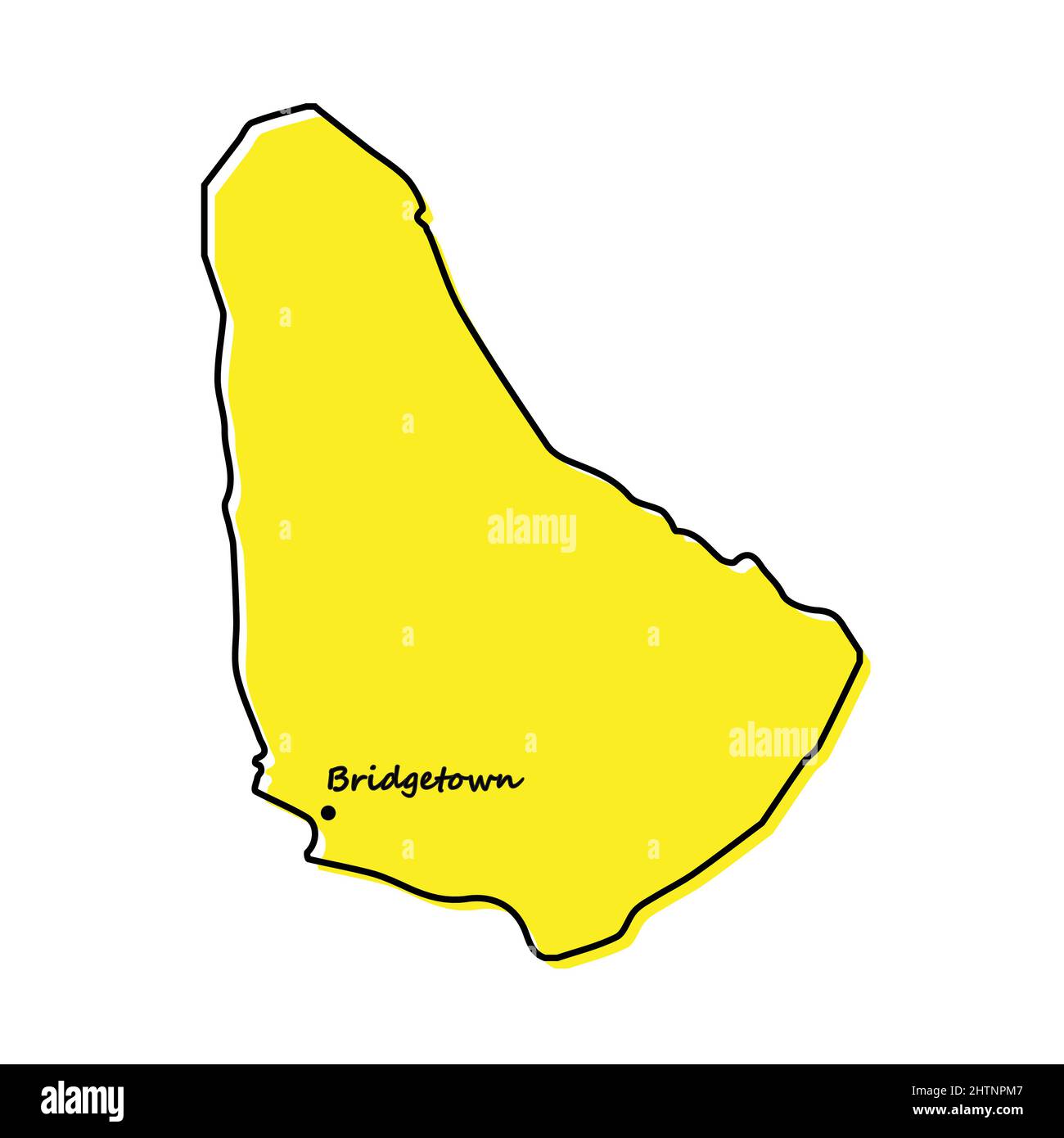 Simple outline map of Barbados with capital location. Stylized minimal ...