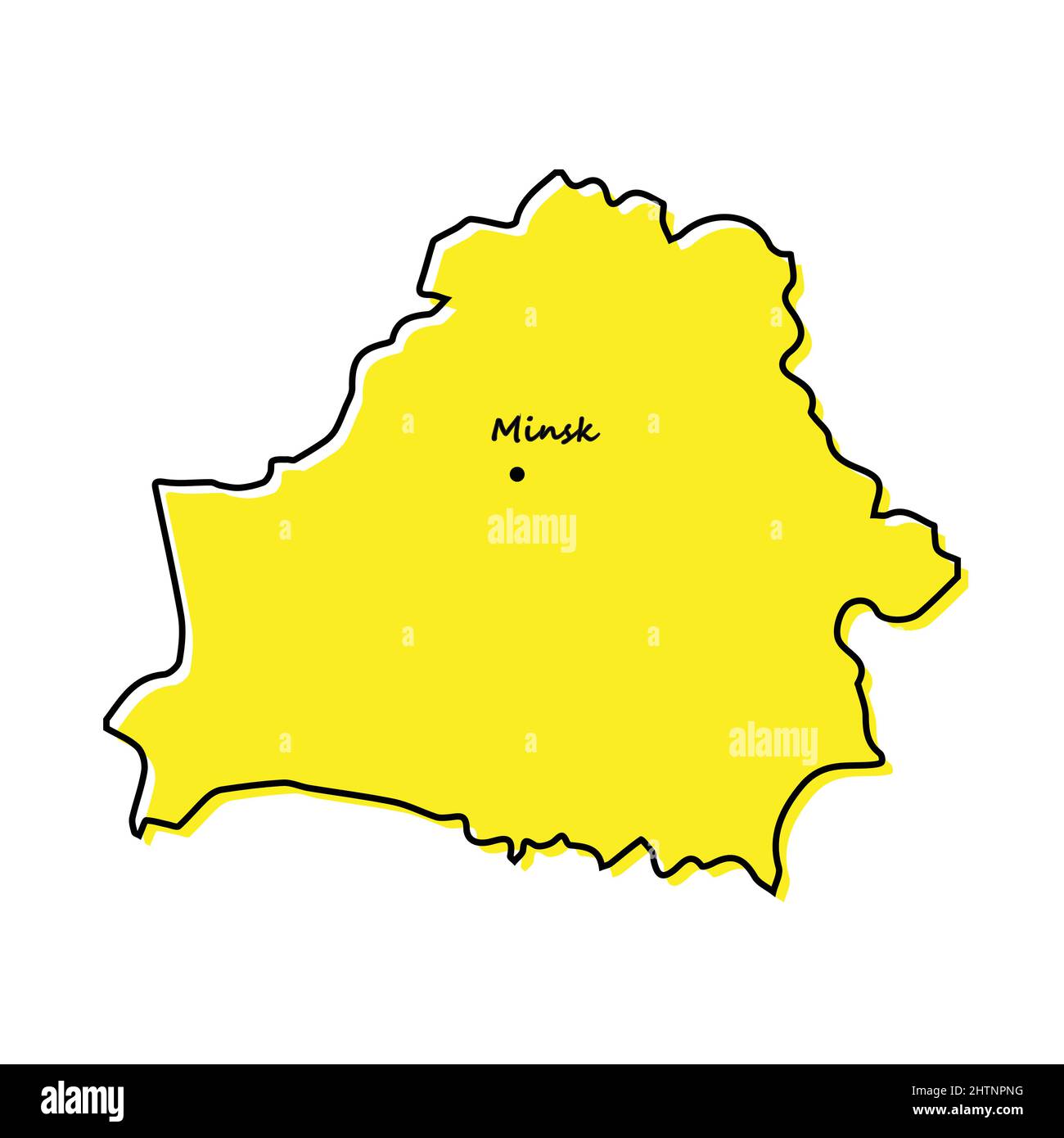 Simple outline map of Belarus with capital location. Stylized minimal line design Stock Vector ...