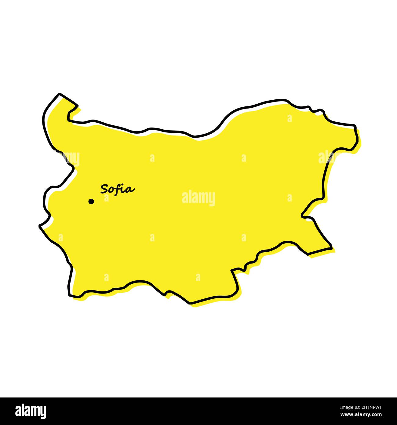 Simple outline map of Bulgaria with capital location. Stylized minimal line design Stock Vector ...
