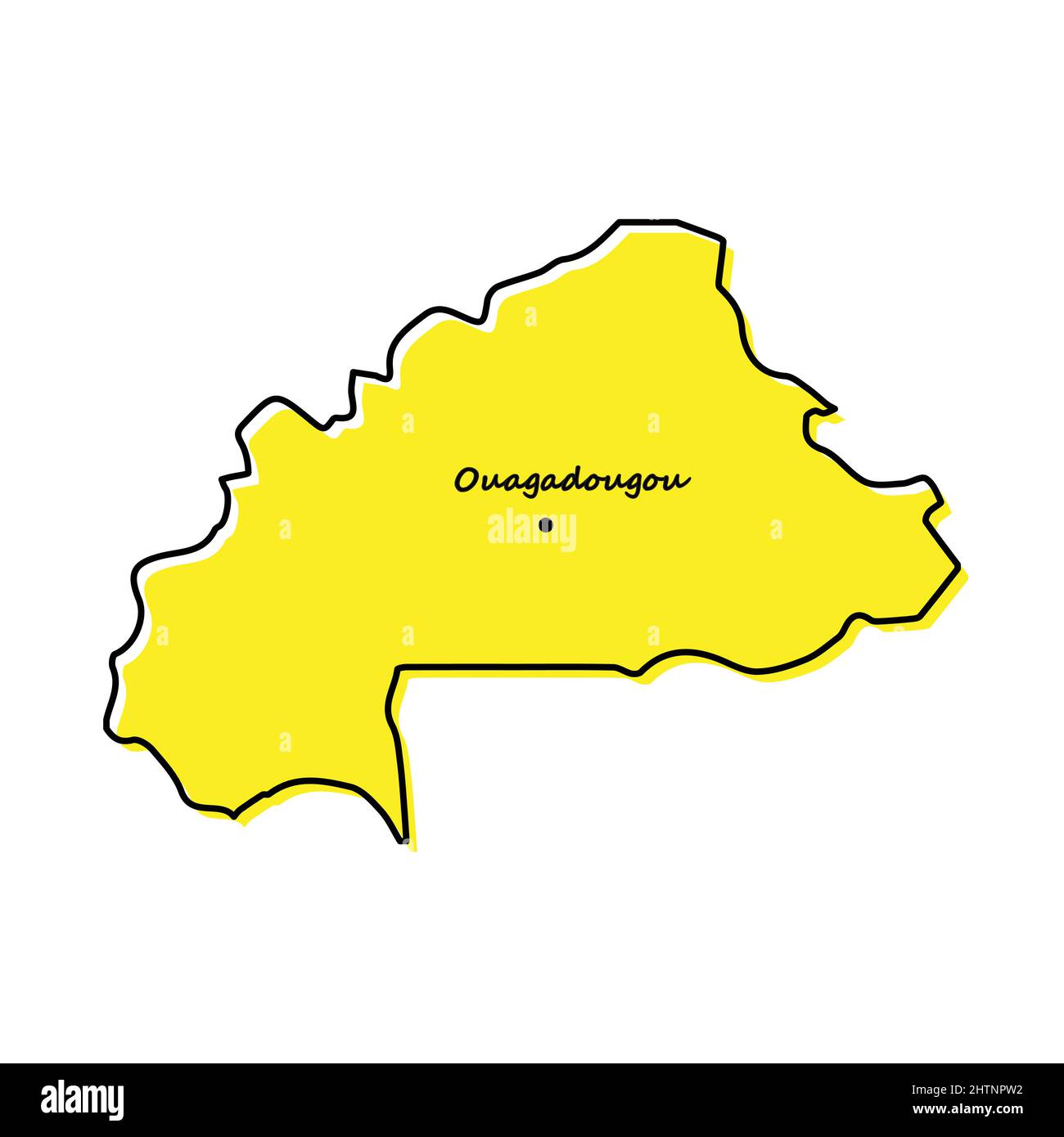 Simple outline map of Burkina Faso with capital location. Stylized minimal line design Stock ...