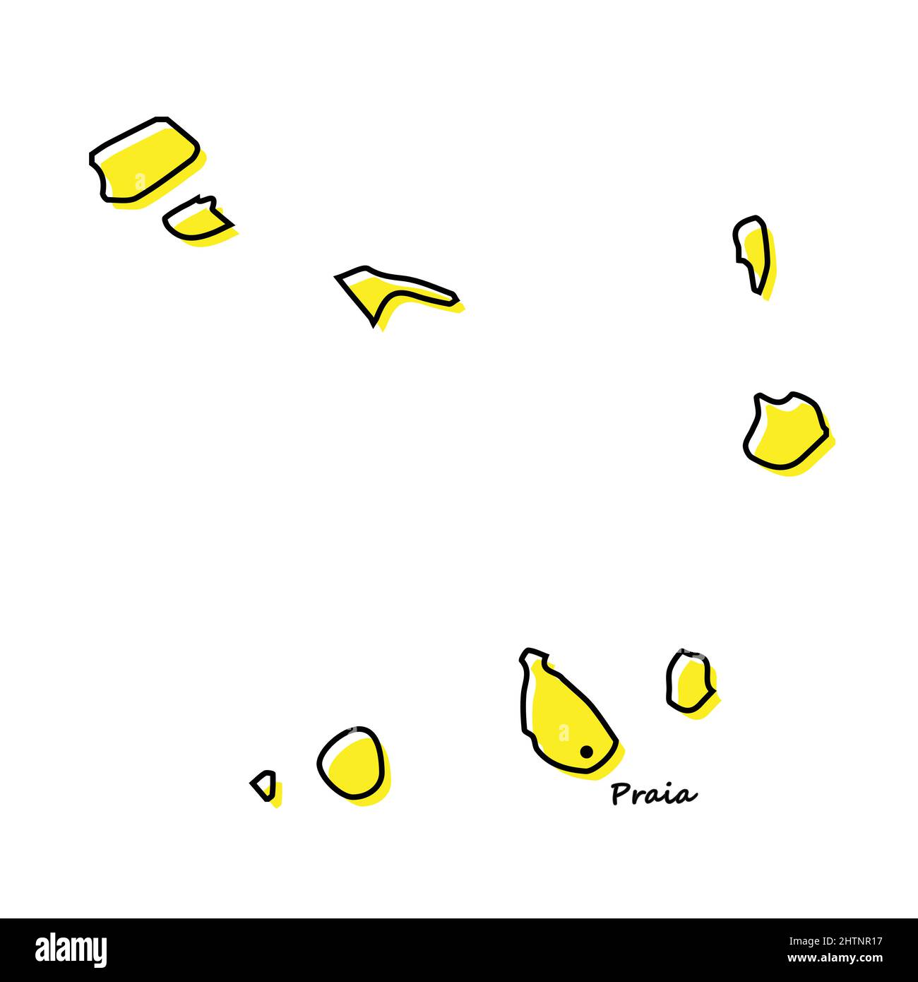 Simple outline map of Cape Verde with capital location. Stylized minimal line design Stock ...