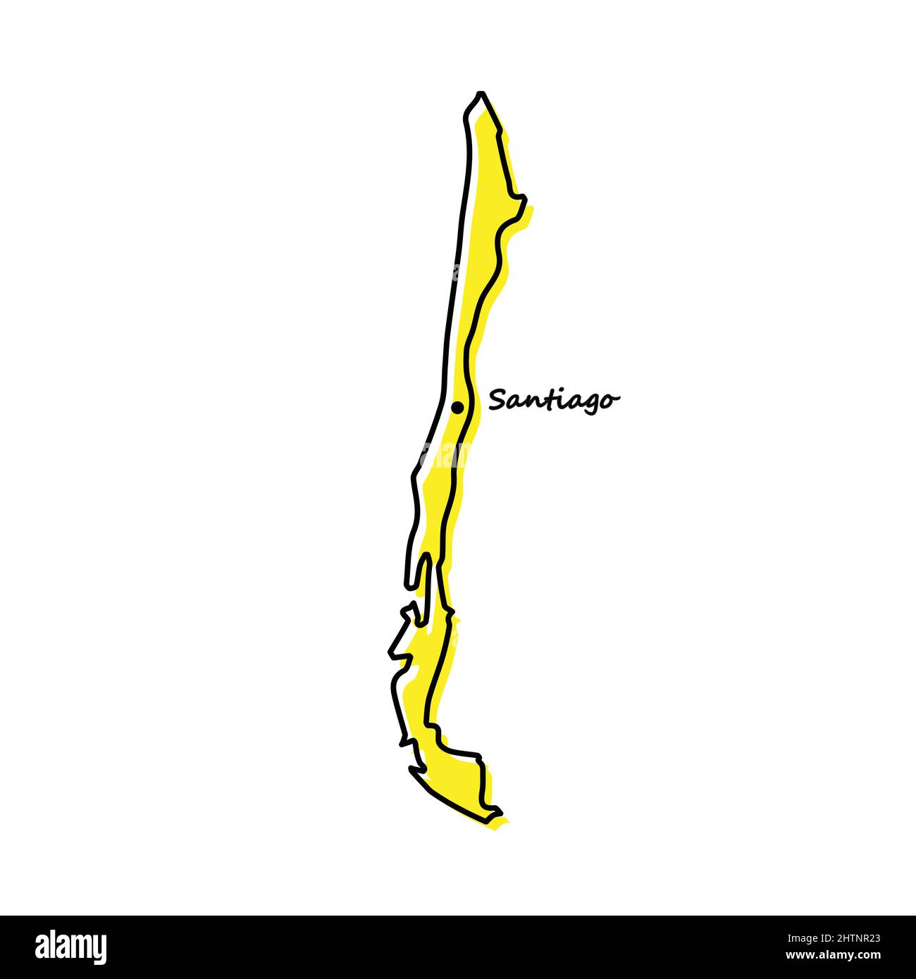 Simple outline map of Chile with capital location. Stylized minimal ...