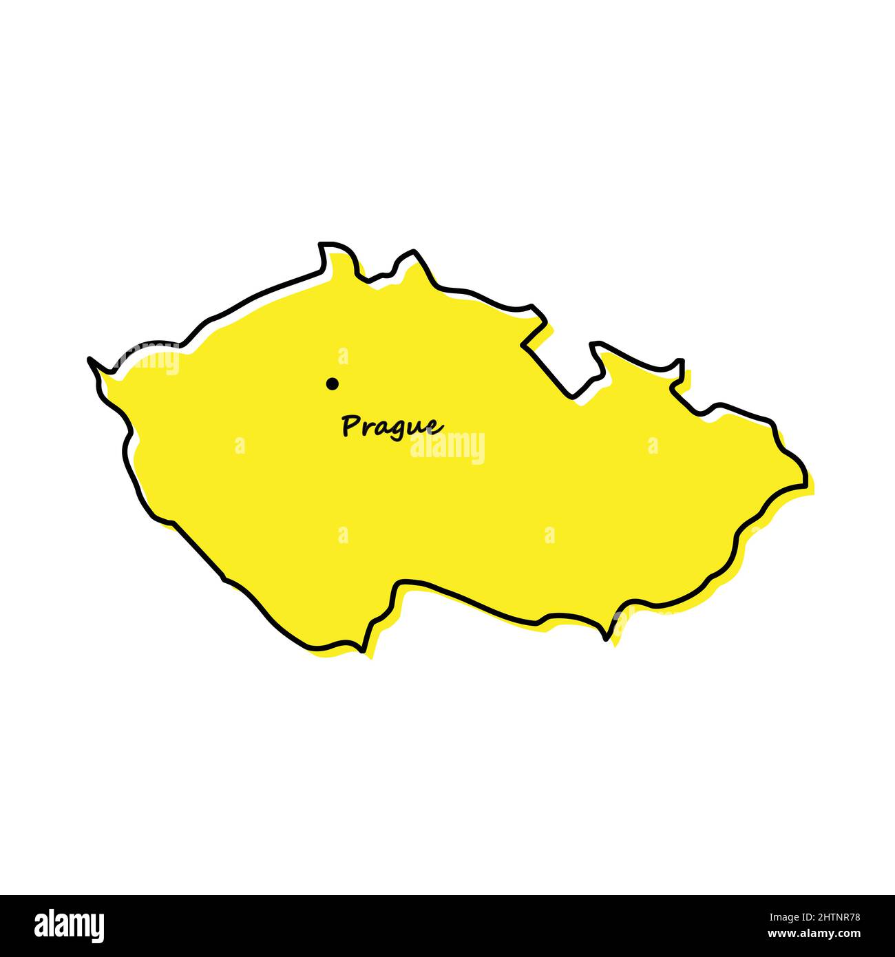 Simple outline map of Czech Republic with capital location. Stylized minimal line design Stock ...