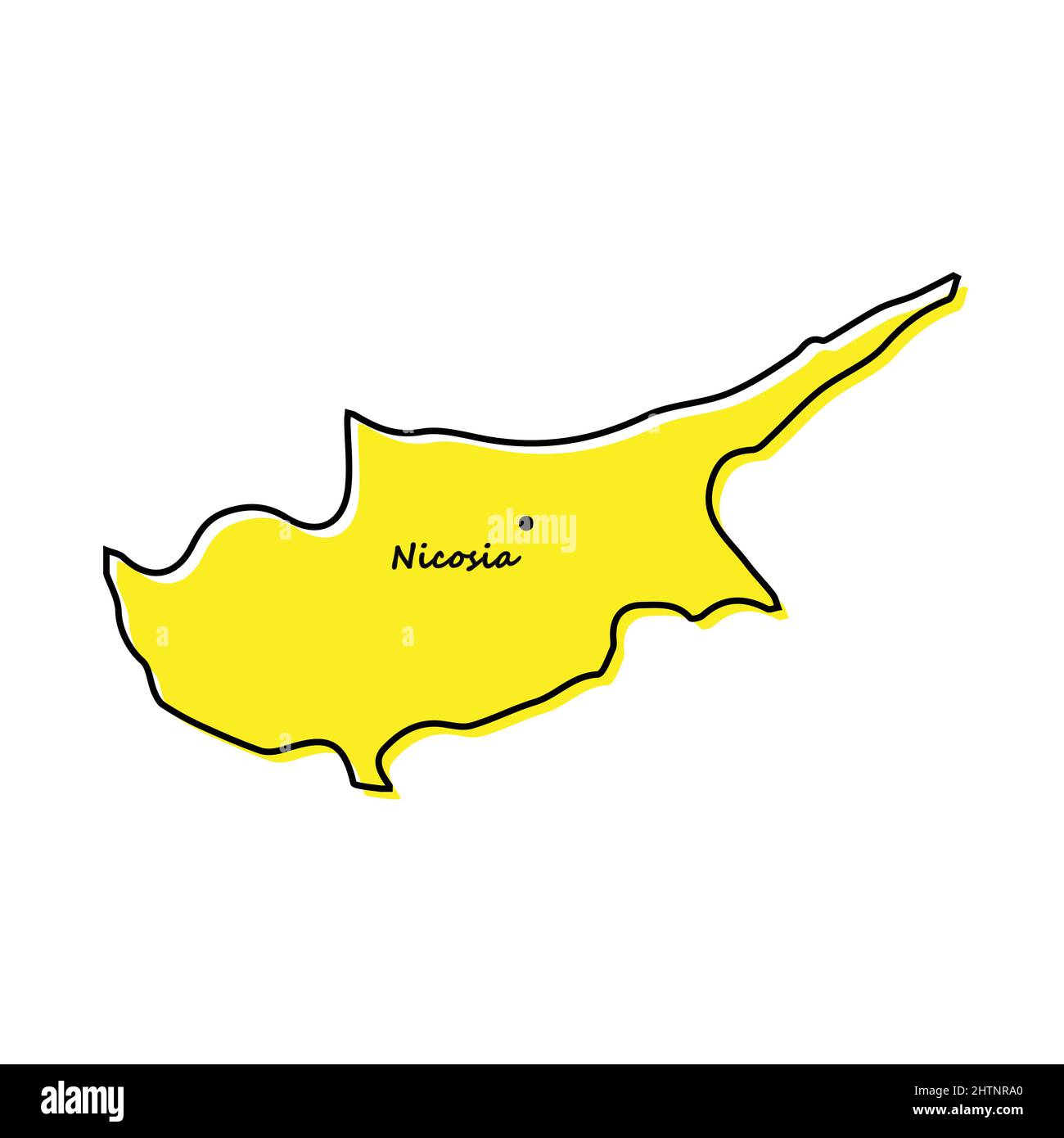 Simple outline map of Cyprus with capital location. Stylized minimal line design Stock Vector ...