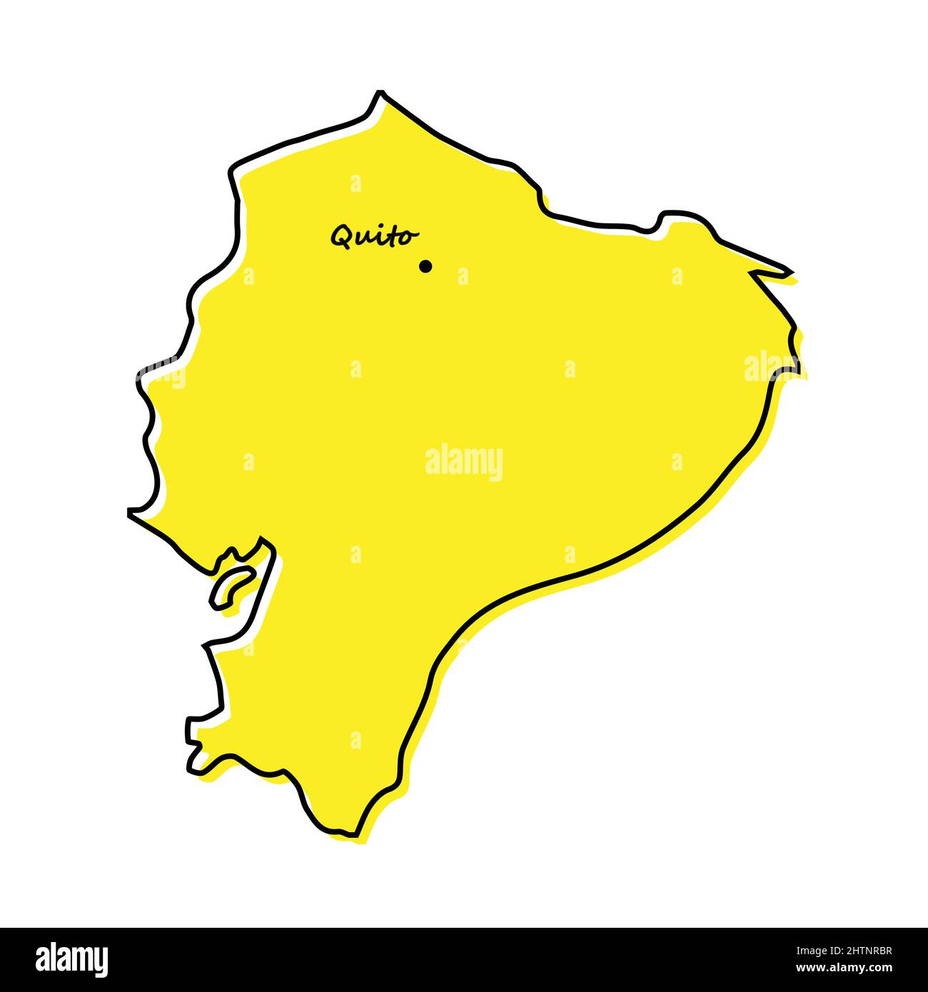 Simple outline map of Ecuador with capital location. Stylized minimal line design Stock Vector ...