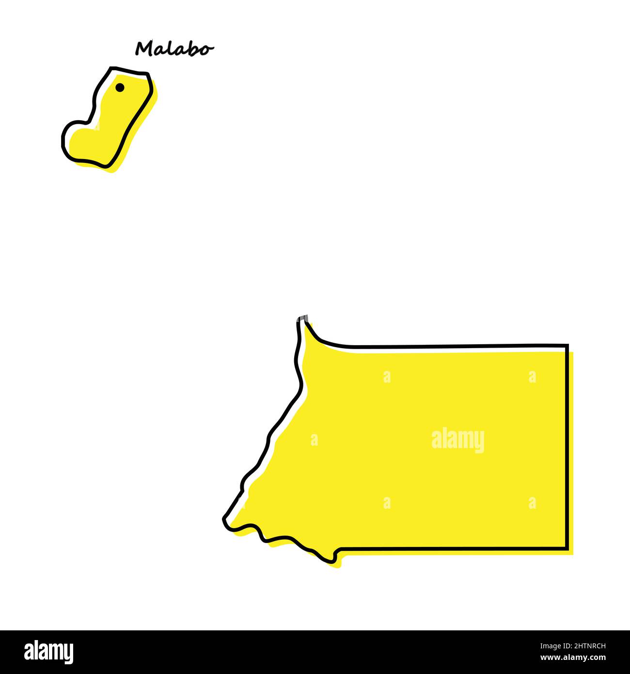 Simple outline map of Equatorial Guinea with capital location. Stylized minimal line design ...