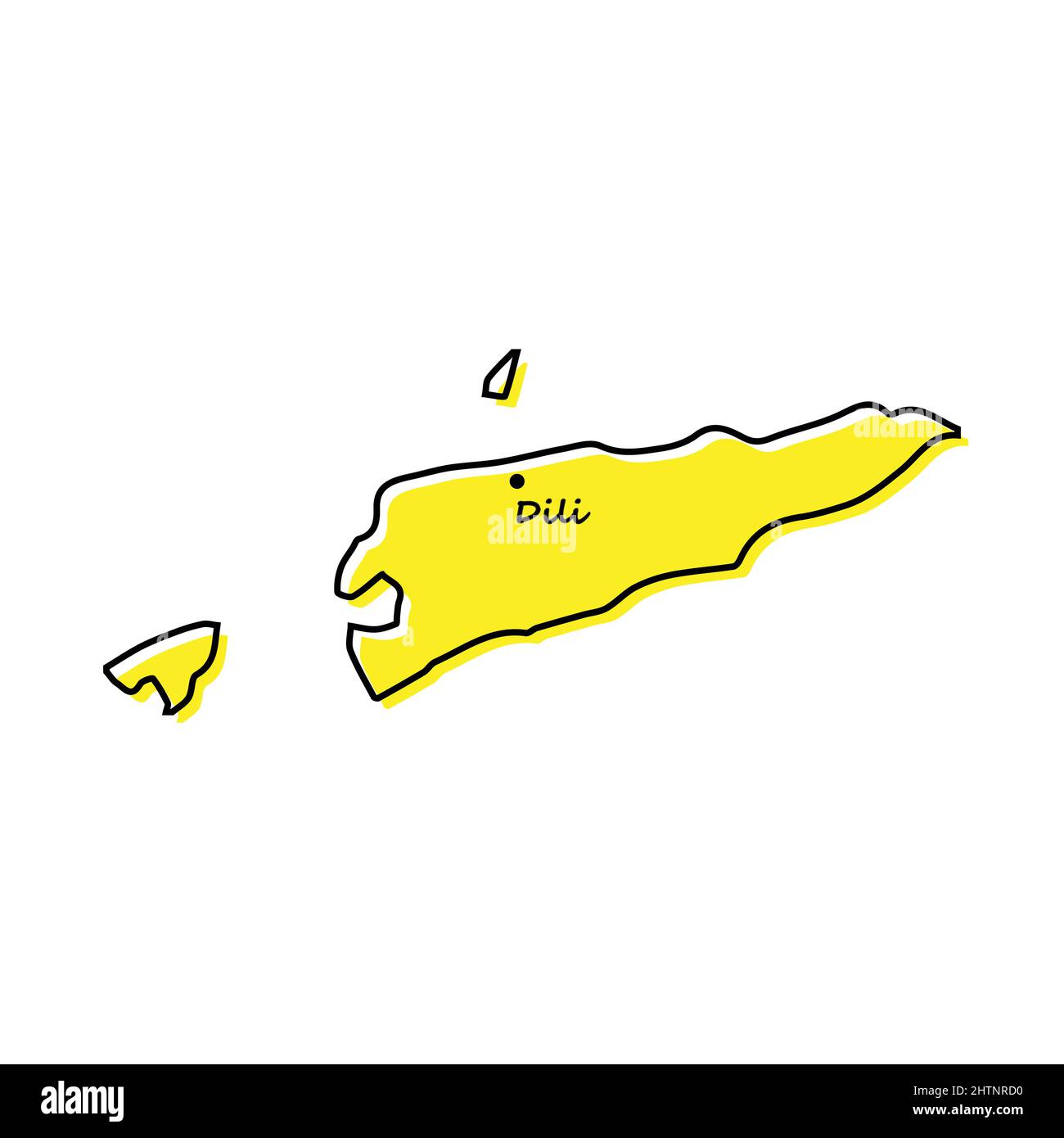 Simple outline map of East Timor with capital location. Stylized ...