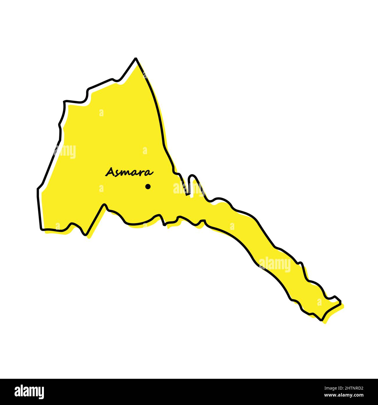 Simple outline map of Eritrea with capital location. Stylized minimal line design Stock Vector ...